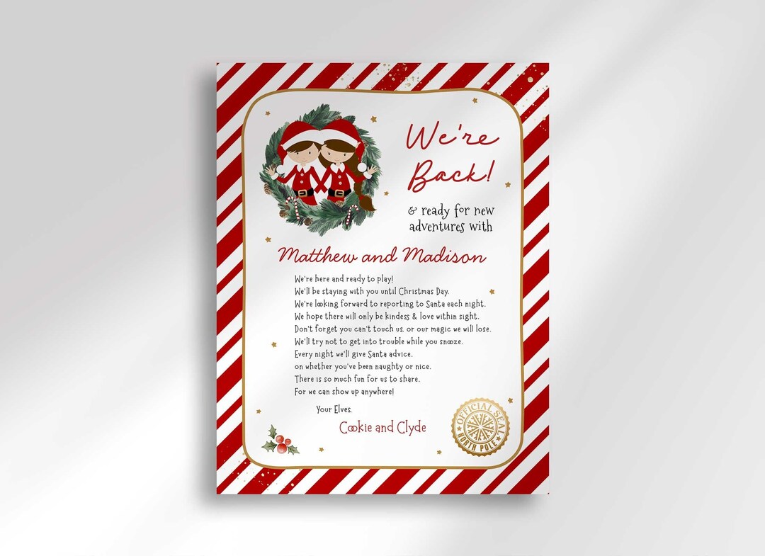 Personalized Elf Welcome Letter: Editable Digital Christmas Note From ...