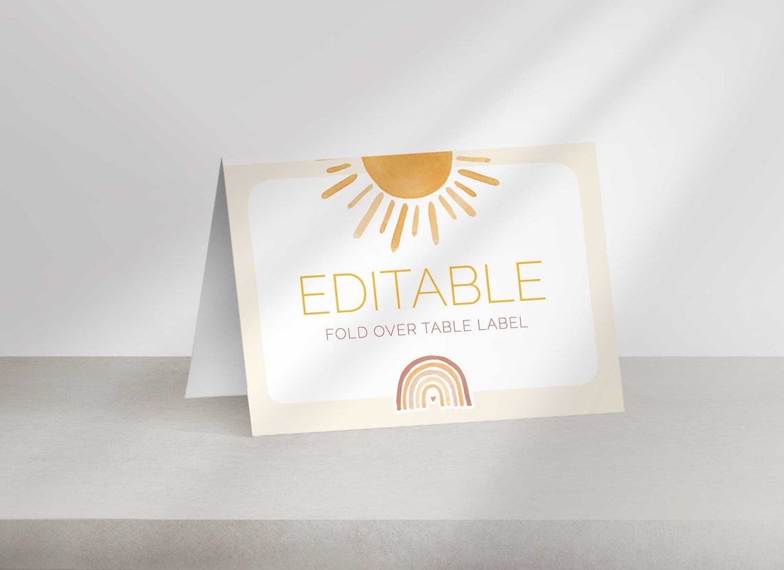 Editable Sun Birthday Party Food Labels Edit Yourself | Etsy