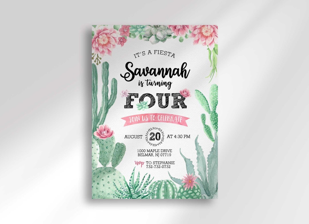 Editable Succulent Birthday Invitation Template Instant Download for ...