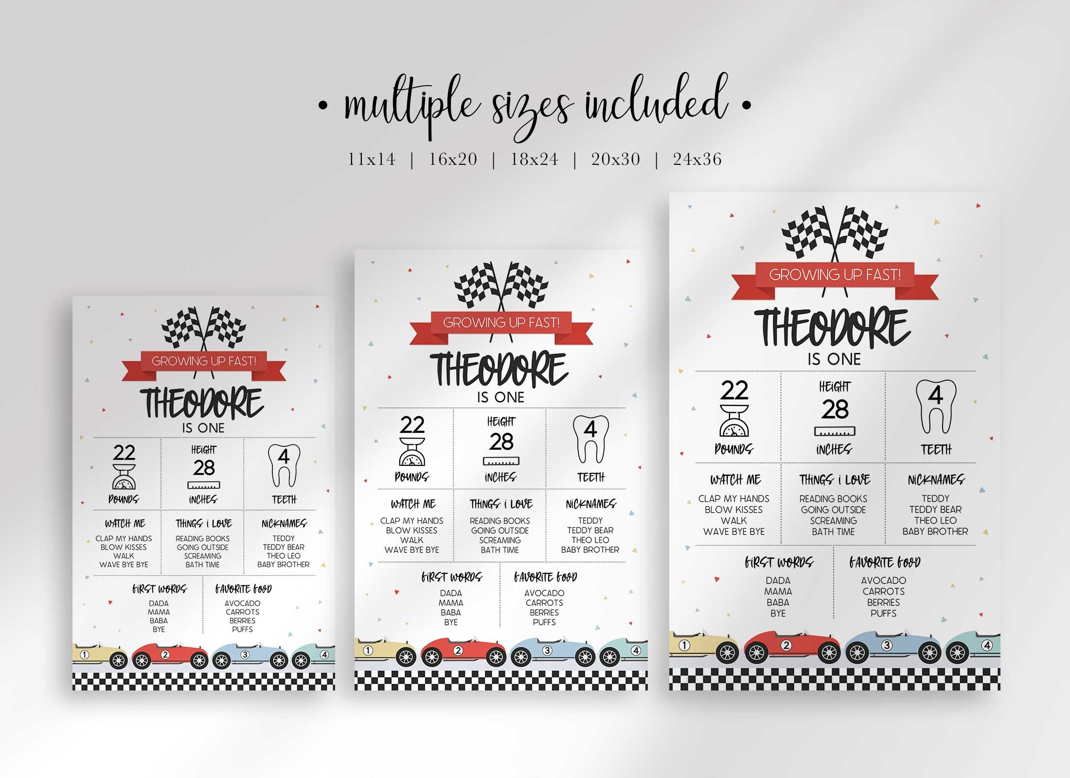Editable Race Car Birthday Board Template Instant Download for - Etsy