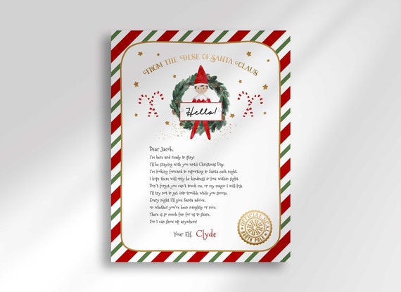 Editable Welcome Letter from Your Elf | 8.5x11 | Letter to Santa | Boy ...