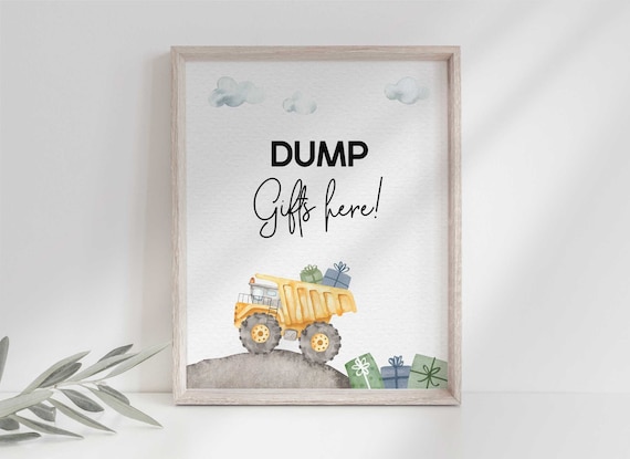 Dump Presents Here Printable 8x10 Construction Birthday Party Sign for ...