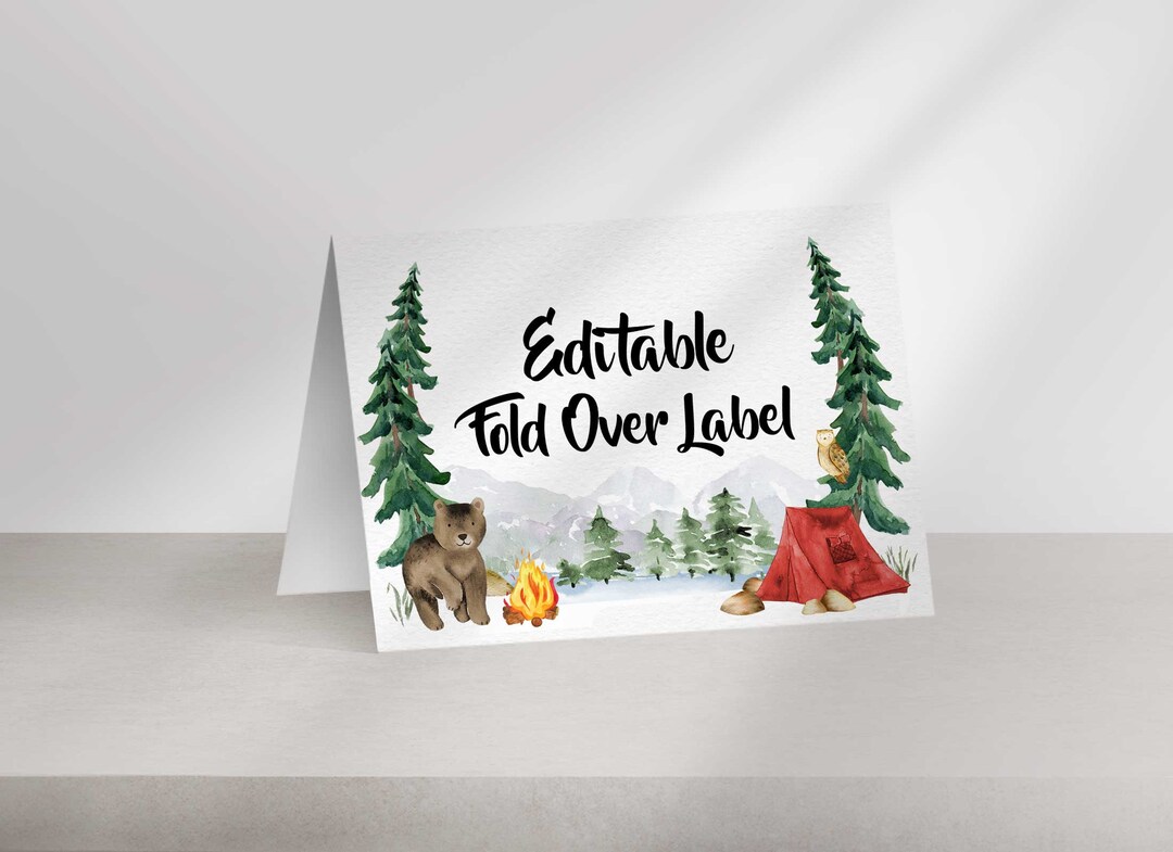 Camping Birthday Table Tent Labels: Editable Food Cards (digital ...