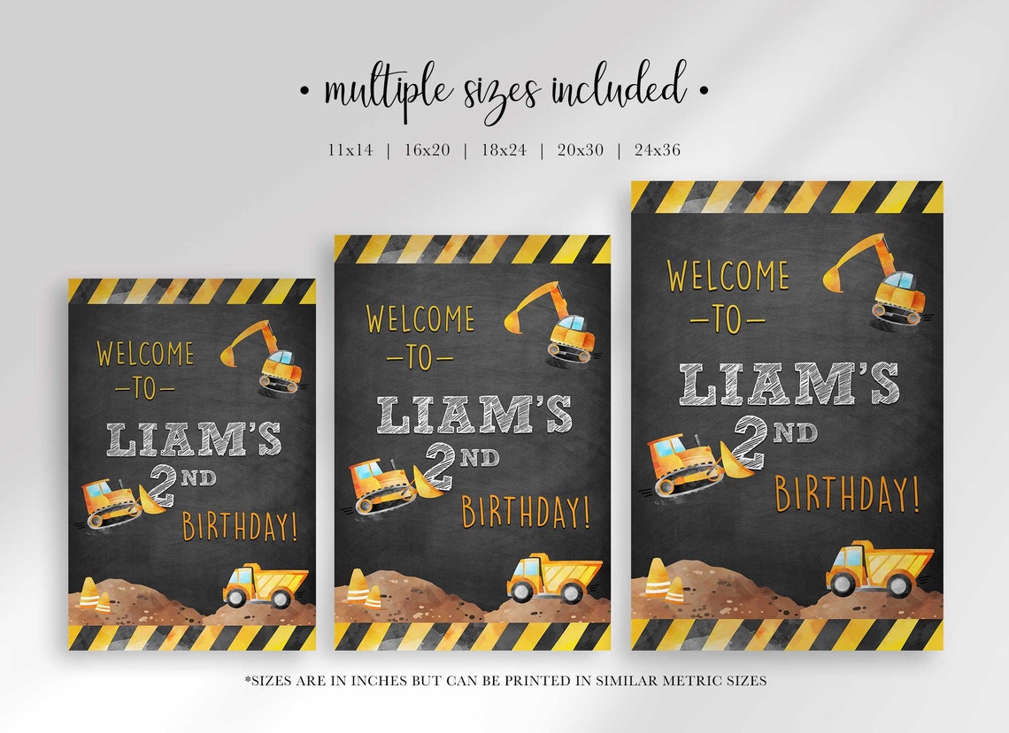 Editable Construction Birthday Welcome Sign (digital Download) - Etsy