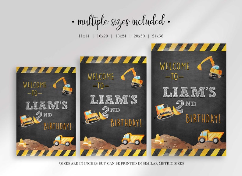Editable Construction Birthday Welcome Sign Digital Download - Etsy