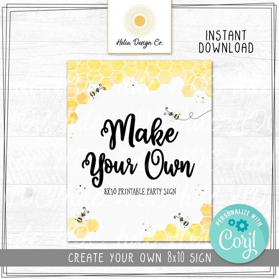 Editable Bee Party Sign | Edit Yourself Instant Download | Sweet to Bee ...