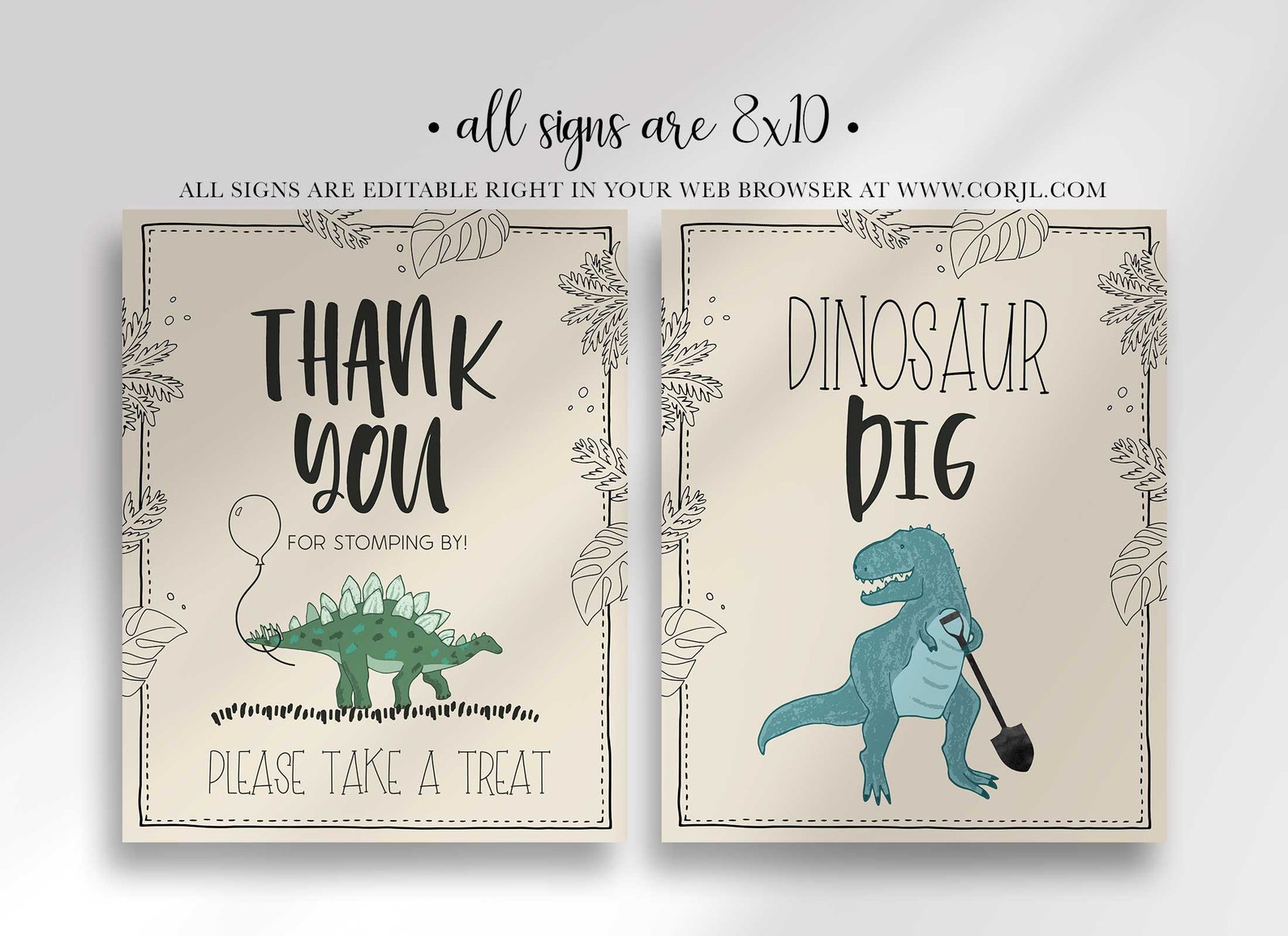 Dinosaur Party Sign Package: Editable Dino Decor (digital Download) - Etsy