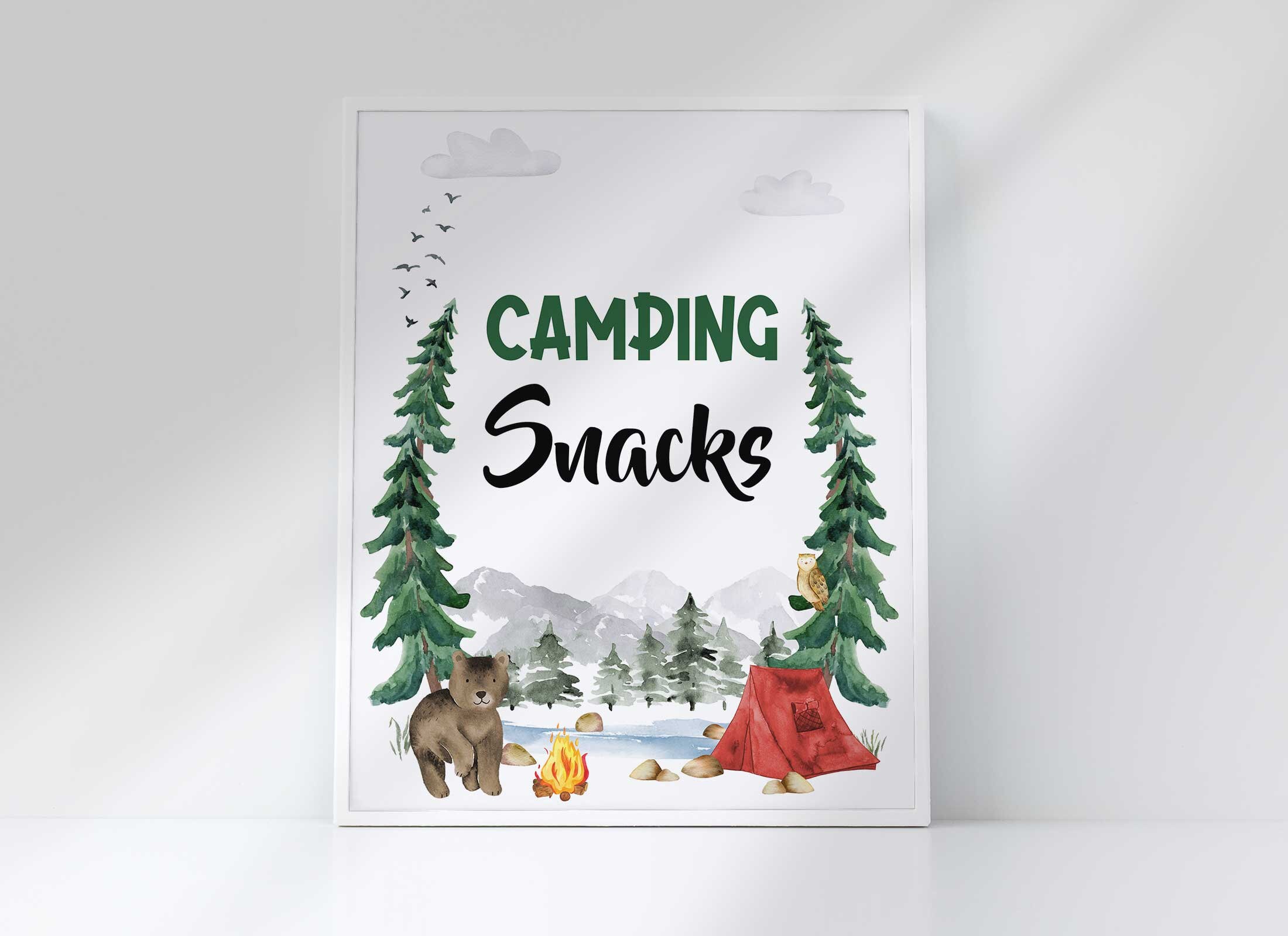 Camping Snacks 8x10 Party Sign Instant Download for One Happy - Etsy