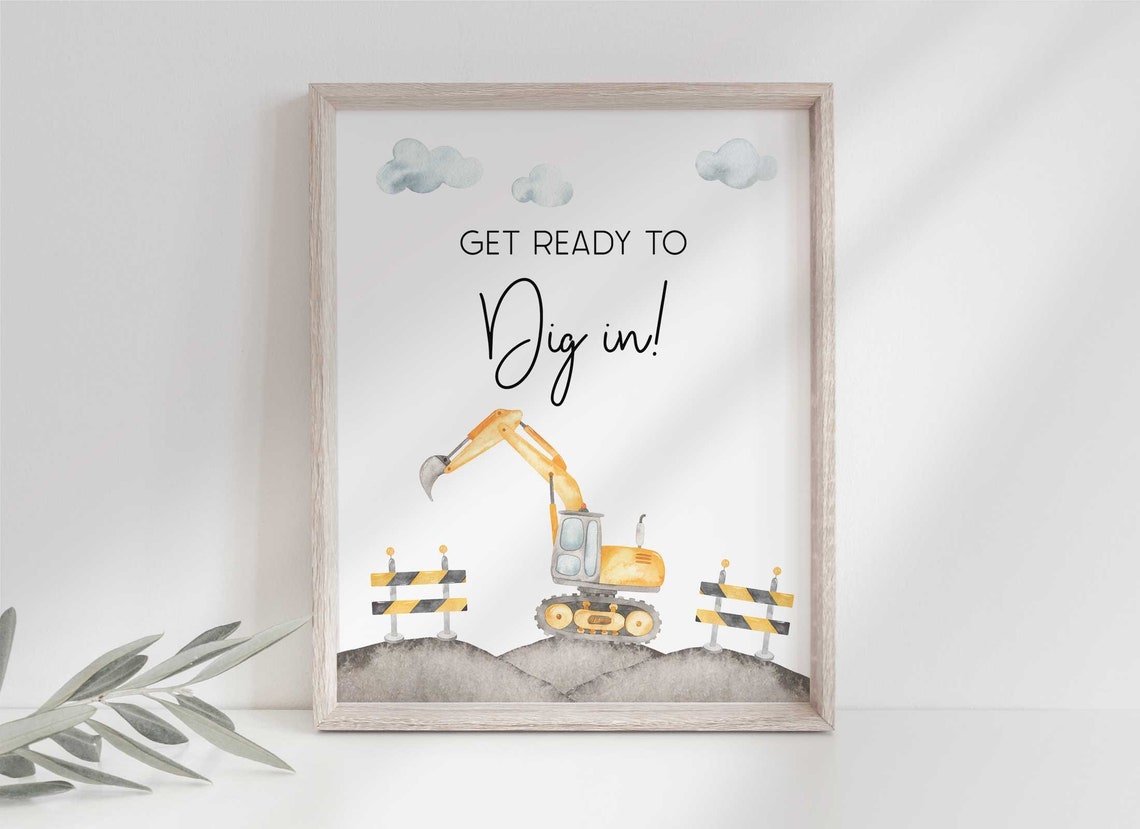 Dig in Printable 8x10 Construction Birthday Party Sign for Digital ...