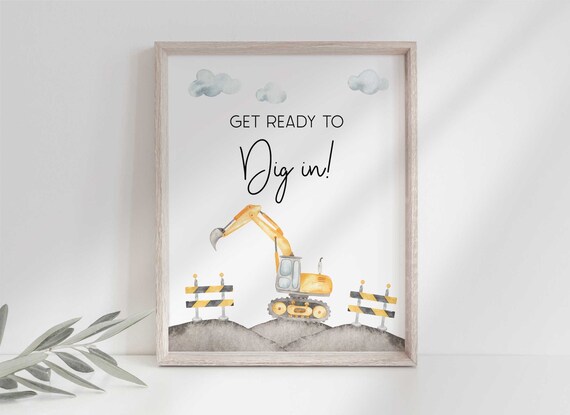Dig In Printable 8x10 Construction Birthday Party Sign for Digital ...