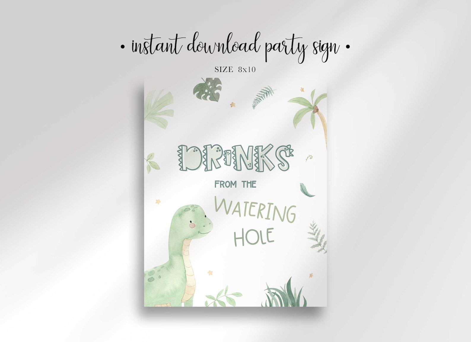 Watering Hole Dinosaur Party Sign 8x10 Digital Download - Etsy