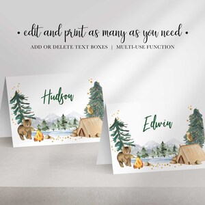 Editable Editable Camper First Birthday Table Tent Labels for Instant ...