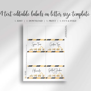 Editable Construction Birthday Table Labels | Instant Download ...