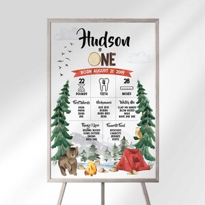 Editable Camping Birthday Board Milestone Chart - Etsy