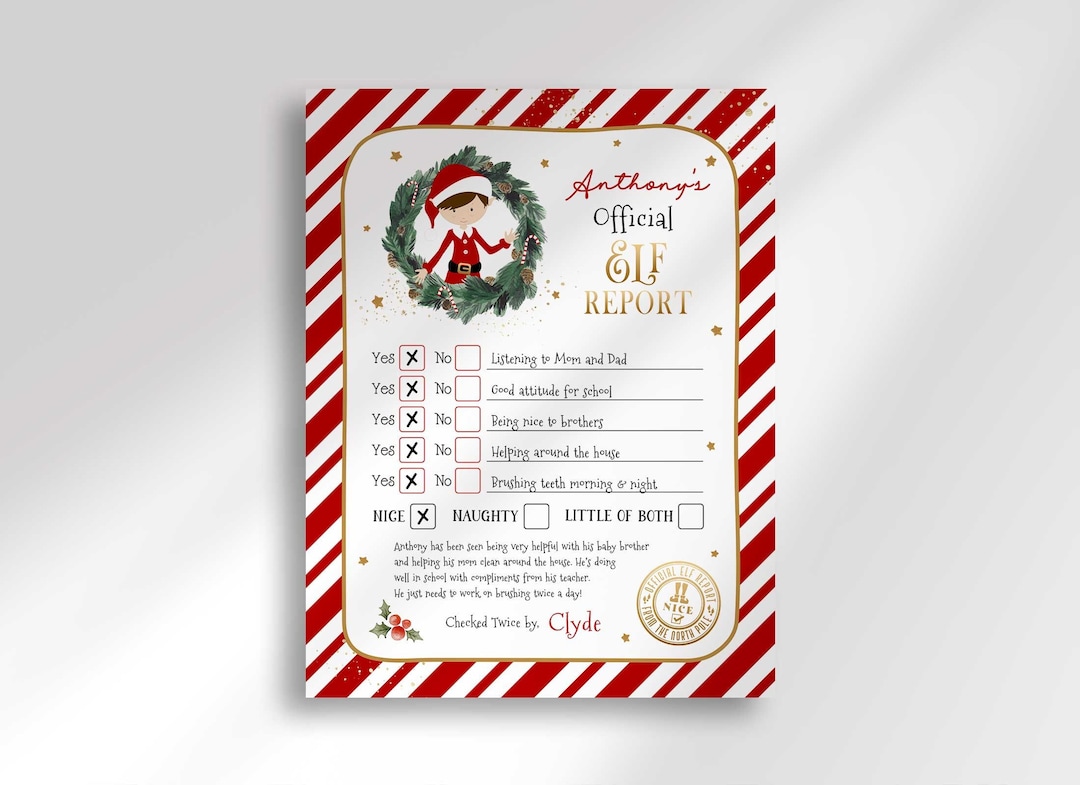 Editable Elf Report Card | Includes Both Boy Elf and Girl Elf | Elf ...