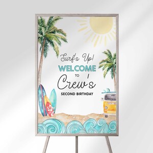 Editable Surf Birthday Welcome Sign (instant Download) - Etsy