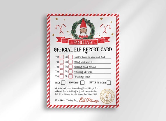 Editable Elf Report 8.5x11 Includes Both Boy Elf and Girl Elf | Naught ...