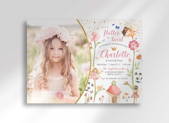 Editable Fairy Princess Birthday Invitation Template Instant Etsy