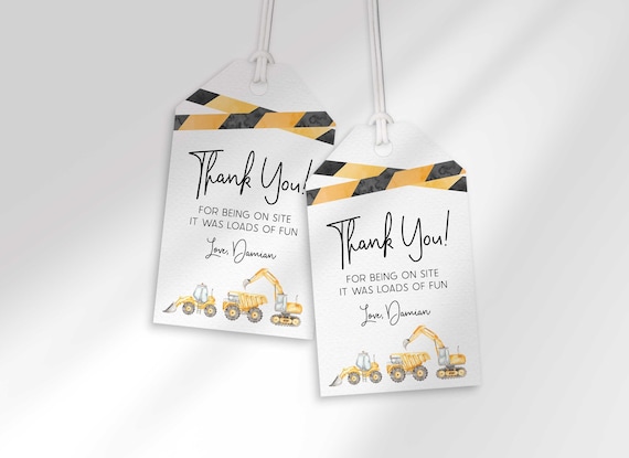 Editable Construction Favor Tags Thank You Tags Edit And Print