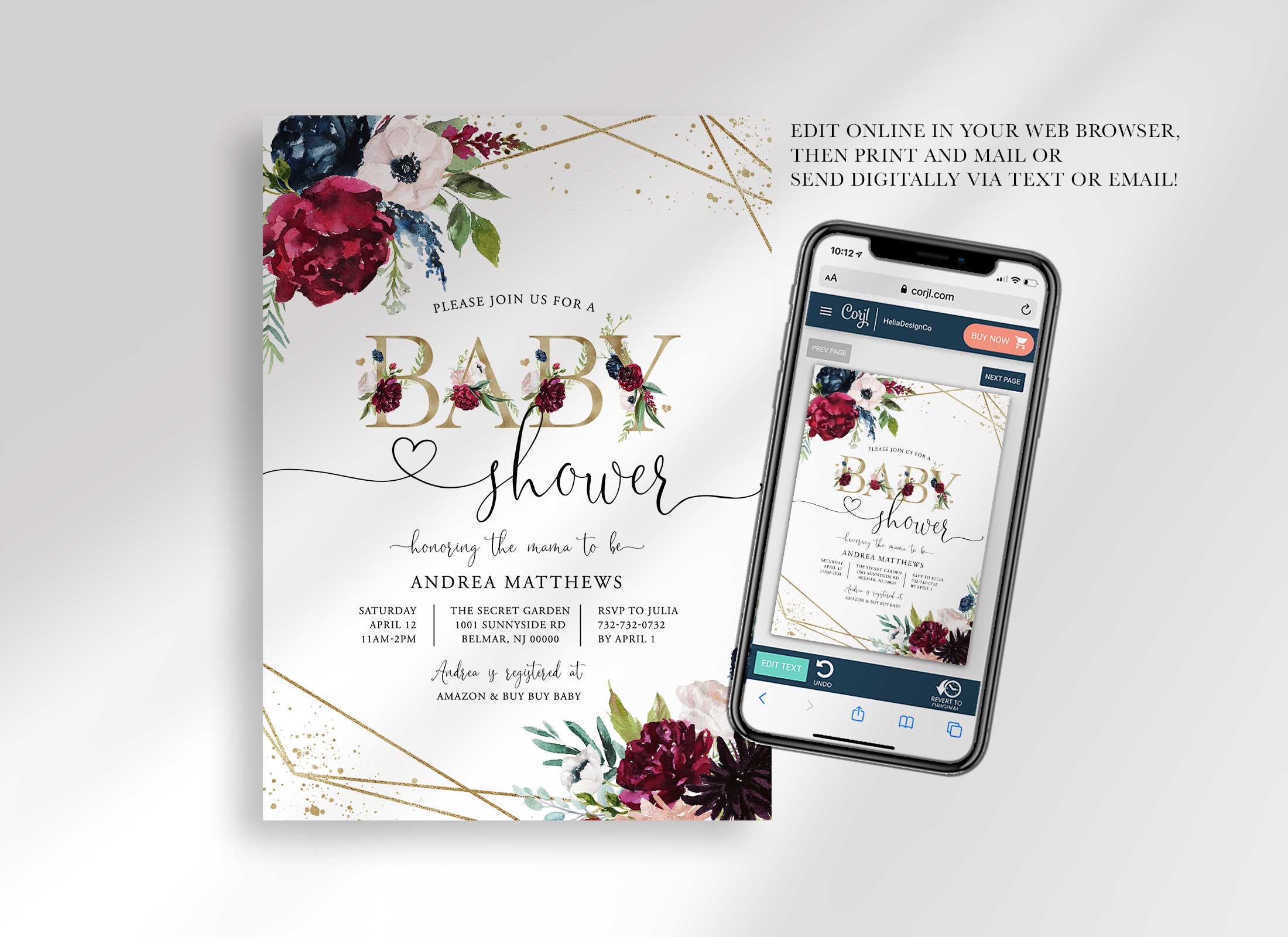 Editable Baby Shower Invitation Template to Edit Yourself at | Etsy