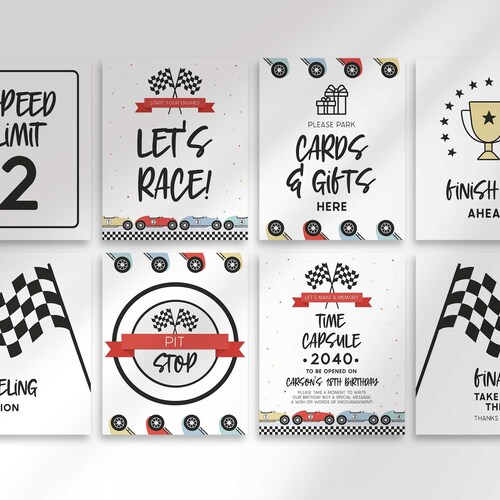 Editable Race Car Birthday Food Table Labels Instant - Etsy