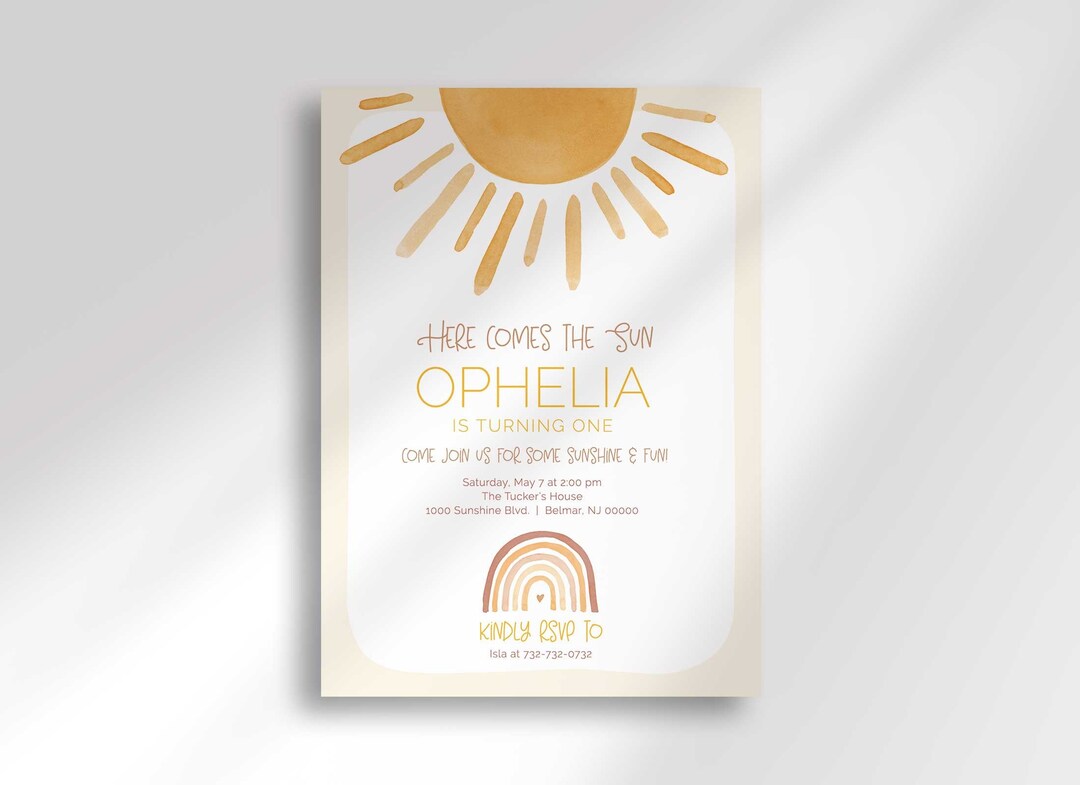 Editable Sun Birthday Invitation Template Instant Digital Download ...
