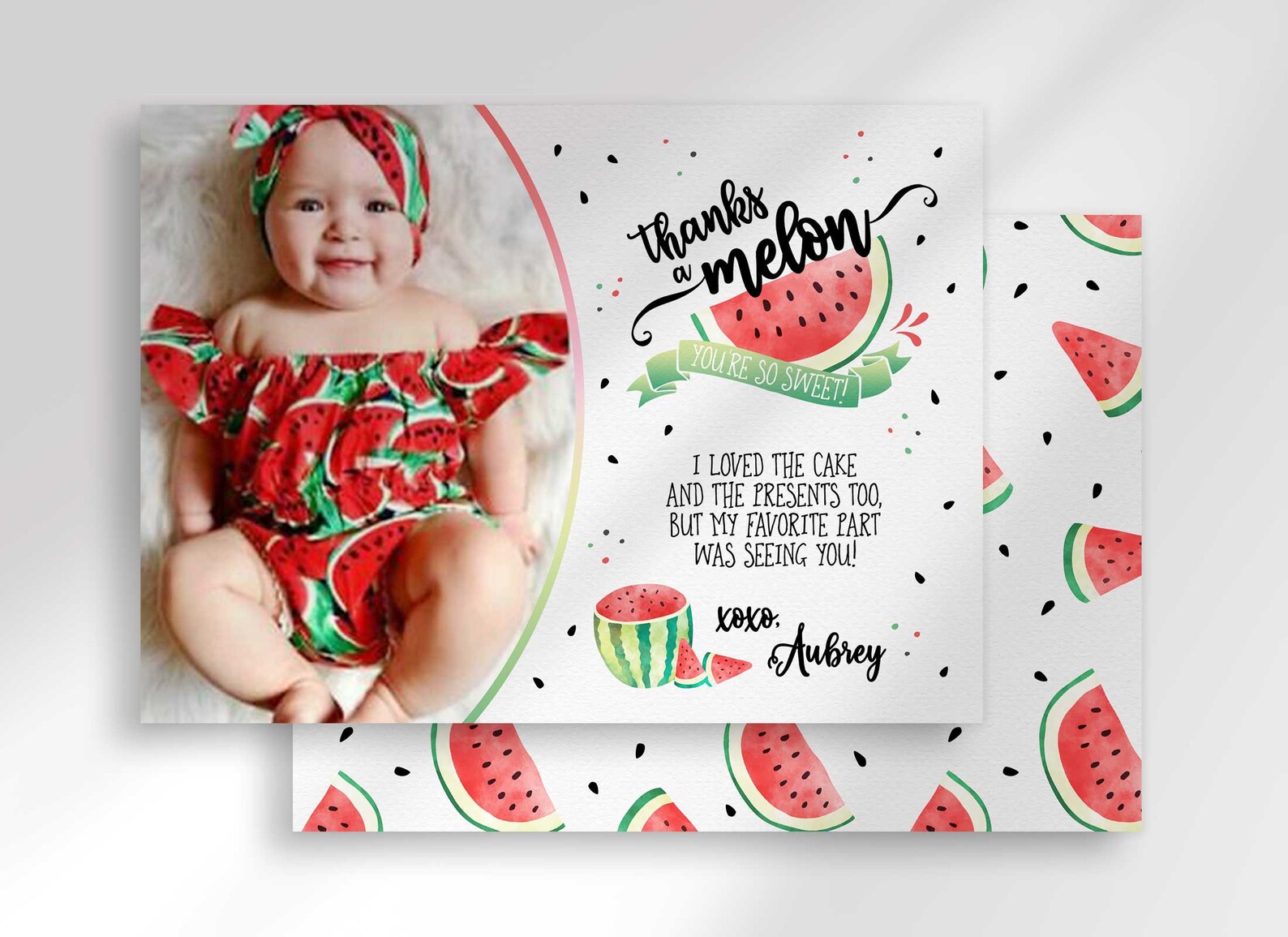 Editable Watermelon Thank You Card Template One in a Melon - Etsy