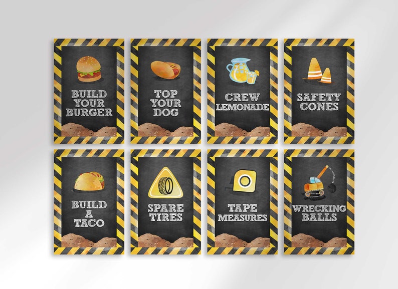 Construction Birthday Party Signs 4x6 for Instant Download - Etsy