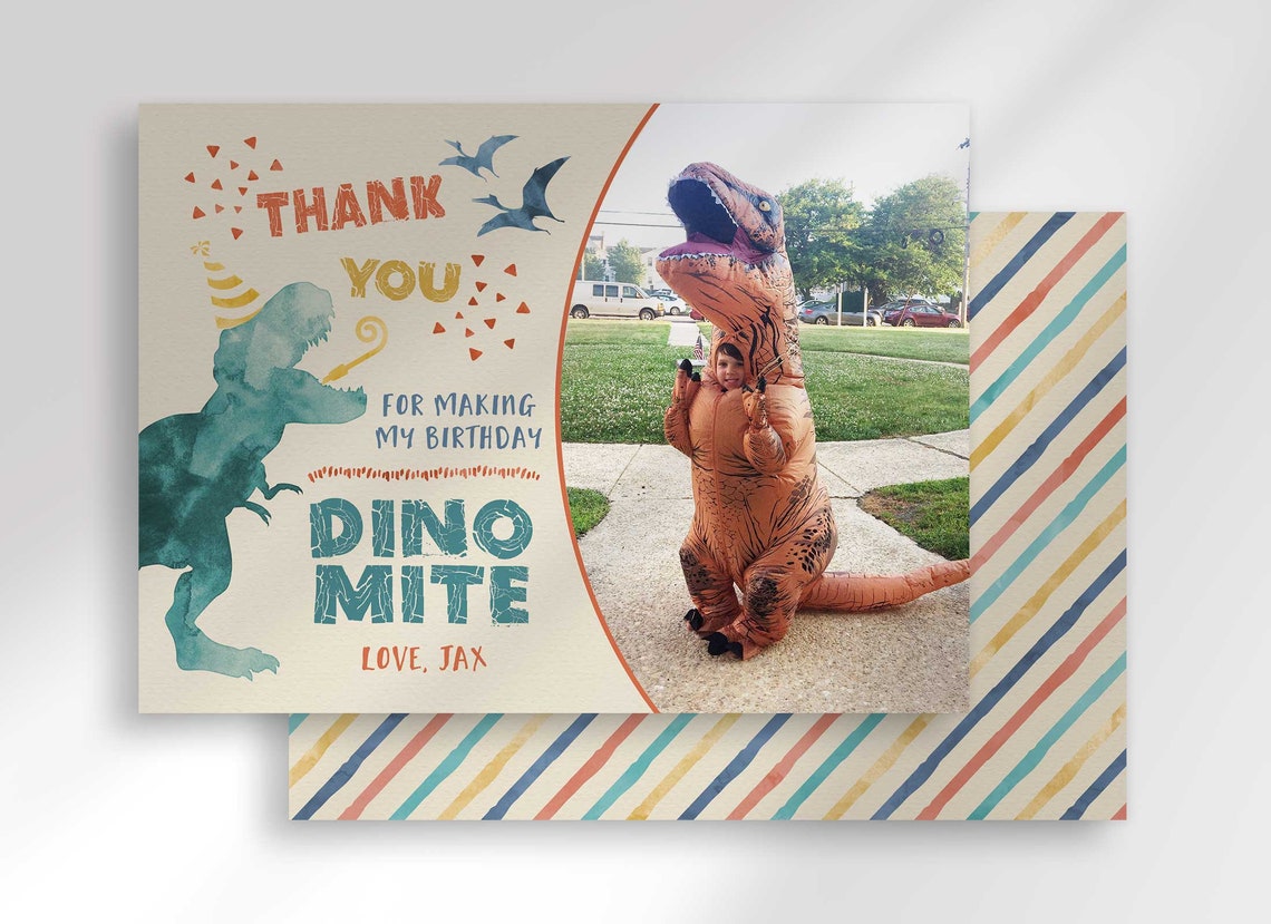 Editable Dinosaur Thank You Card Instant Digital Download - Etsy