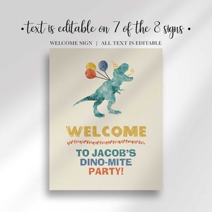 Editable Dinosaur Party Signs: Adopt-a-dino, Dig Site (digital Download ...
