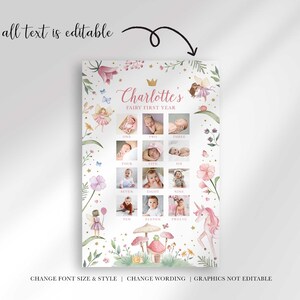 Editable Enchanted Forest Fairy Photo Milestone Chart Template Instant ...