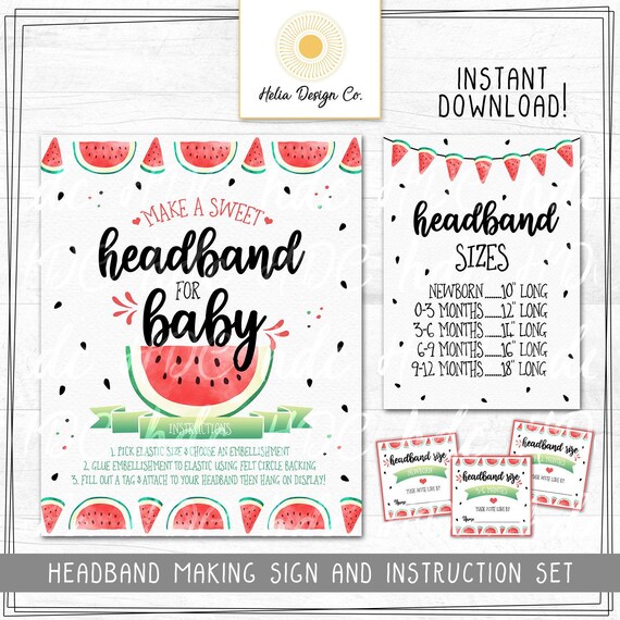 Watermelon Baby Shower Headband Making | Instant Download | Printable ...