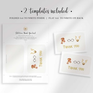 Thank You Card for Wizard Birthday or Baby Shower Instant - Etsy