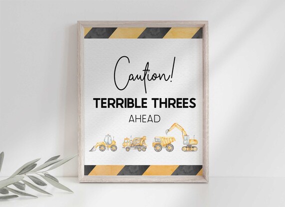 Terrible Threes Ahead 8x10 Construction Birthday Party Sign - Etsy
