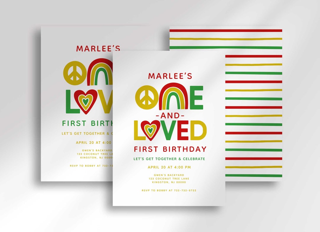 Editable One and Loved First Reggae Birthday Invitation Template ...