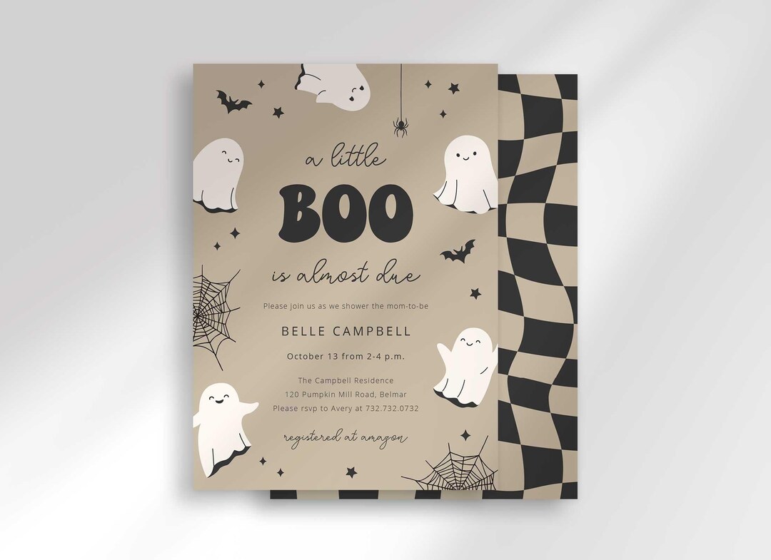 Plantilla de invitación para baby shower editable El nacimiento de Boo ...