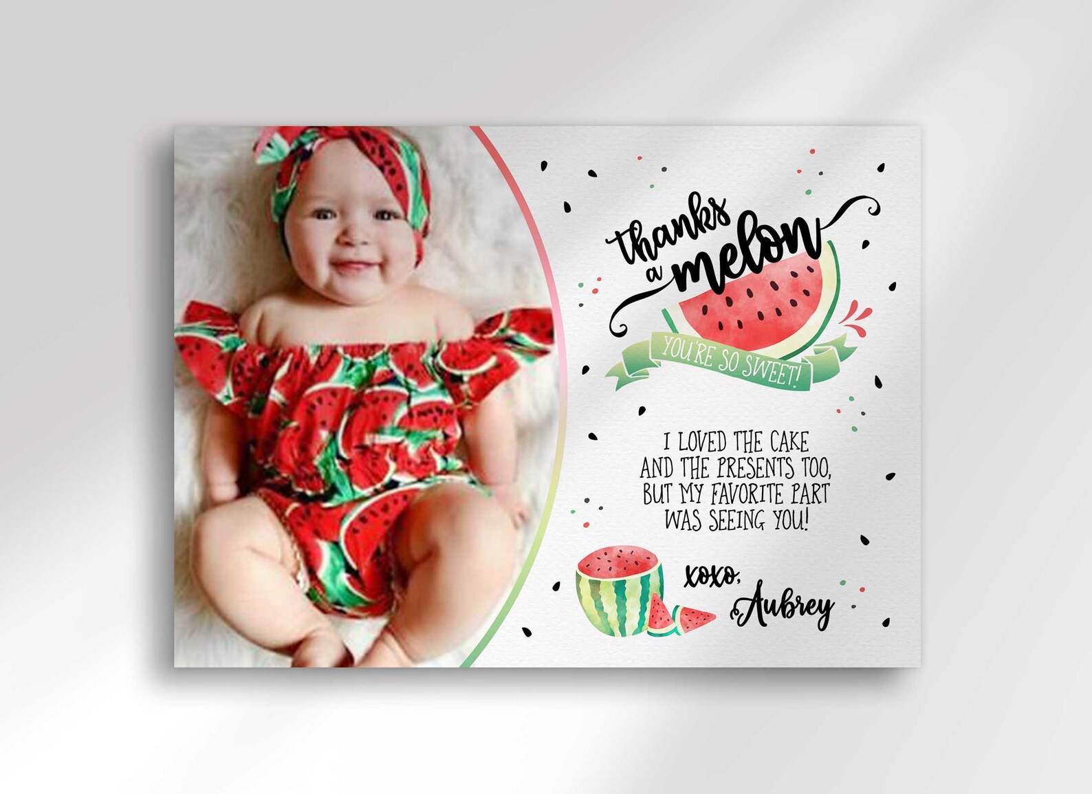 Editable Watermelon Thank You Card Template One in a Melon - Etsy