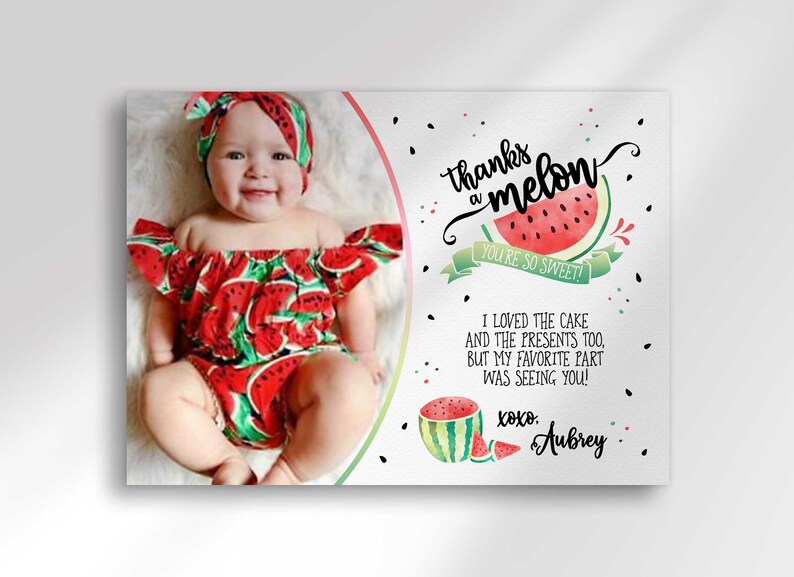 Editable Watermelon Thank You Card Template One in a Melon - Etsy