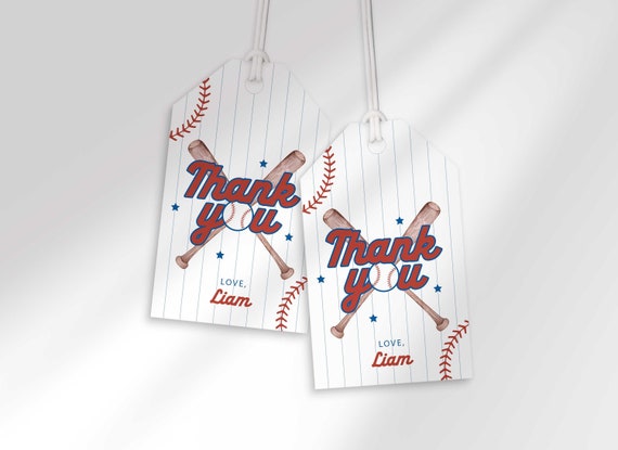Editable Baseball Thank You Tag to Edit at Corjl.com - Etsy
