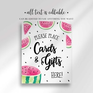 Editable Watermelon Birthday Party Signs: Time Capsule, Sweet One ...