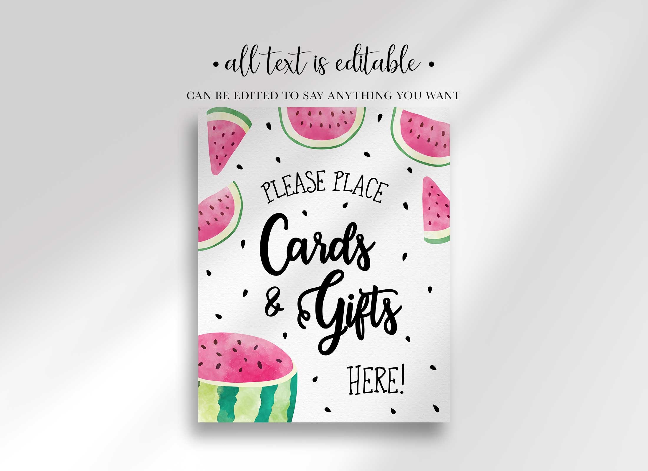 Editable Watermelon Birthday Party Signs Time Capsule One - Etsy