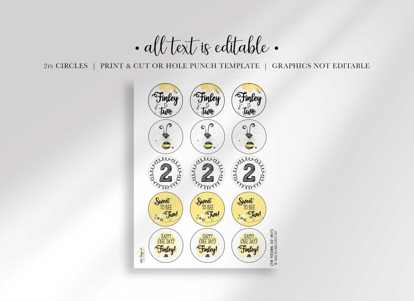 Editable Bumblebee Birthday Cupcake Toppers Any Age Party - Etsy