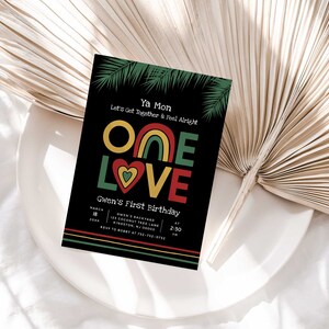 Reggae-themed First Birthday One Love Invitation Template | Instant ...
