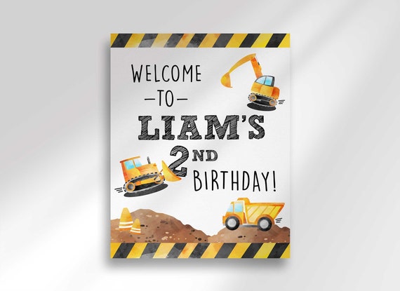 Editable Construction Birthday Welcome Sign Digital Download - Etsy