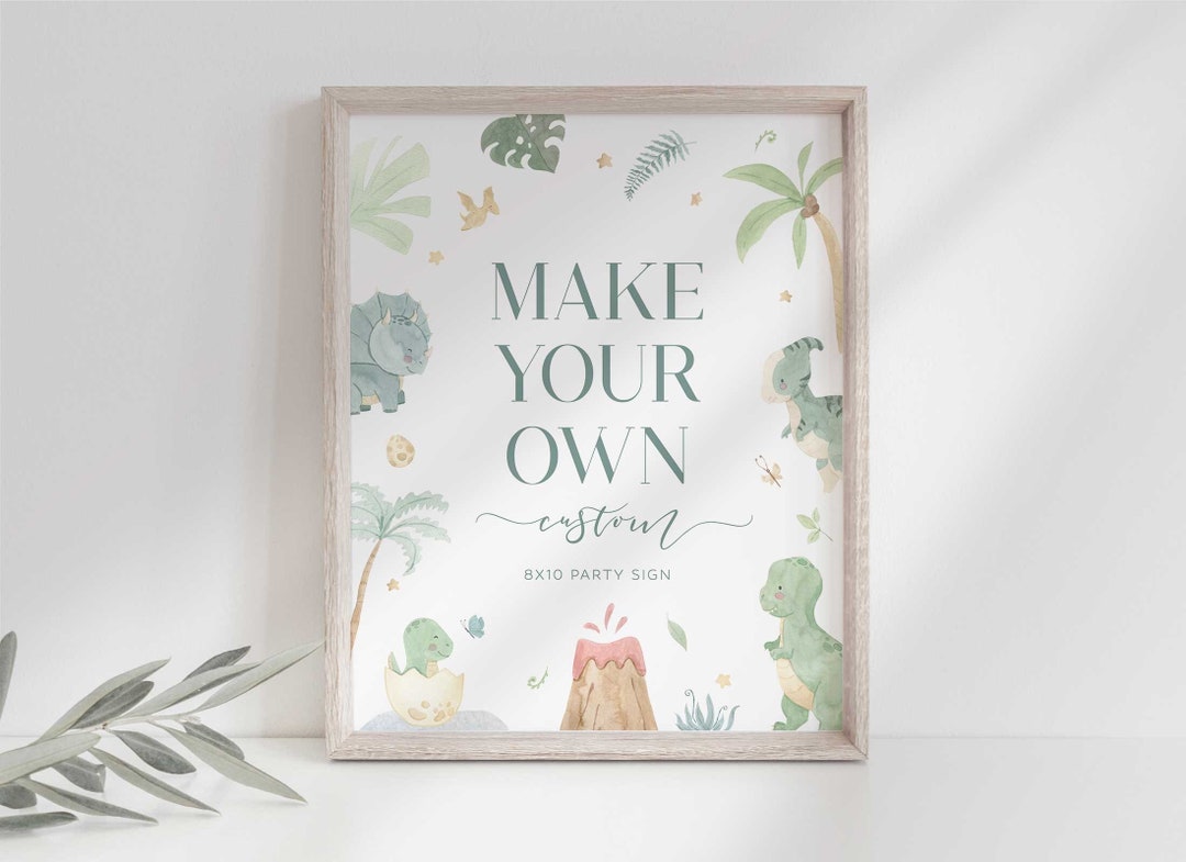 Editable Dinosaur Party Sign Digital Download Size 8x10 | Dinosaur Baby ...