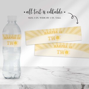 Editable Sun Birthday Water Bottle Labels to Edit at Corjl.com Sunshine ...
