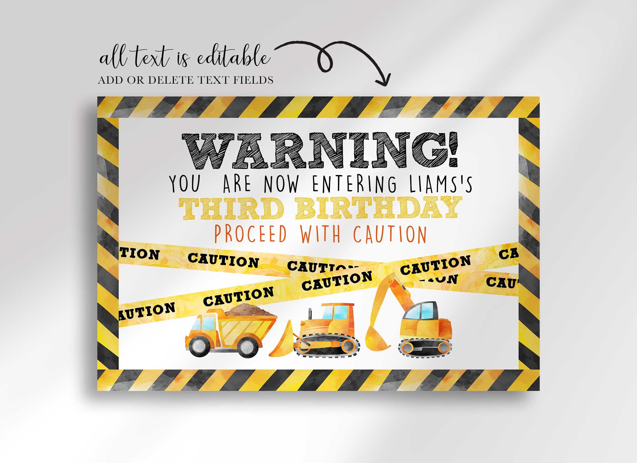 Editable Construction Birthday Party Welcome Sign Instant - Etsy
