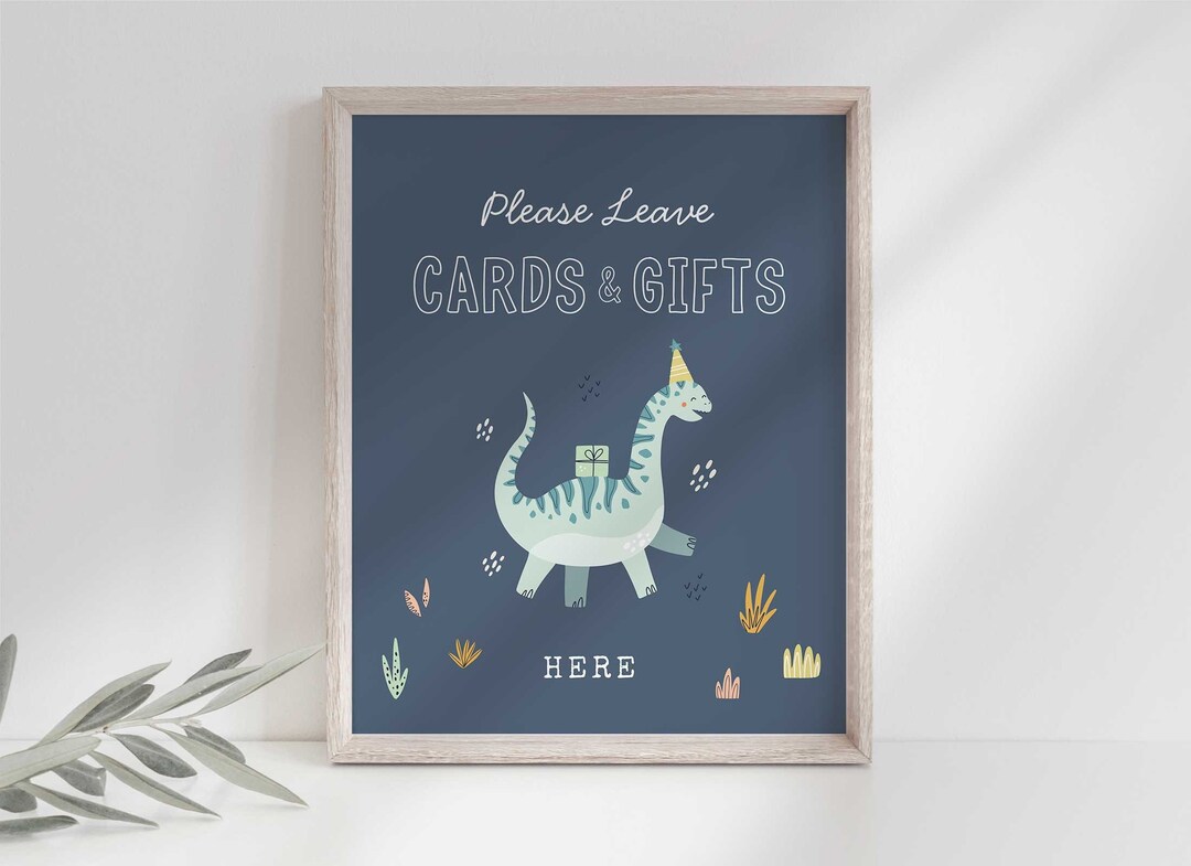 Dinosaur Gift Table Sign 8x10 | Dinosaur Cards and Gifts Sign | Digital ...