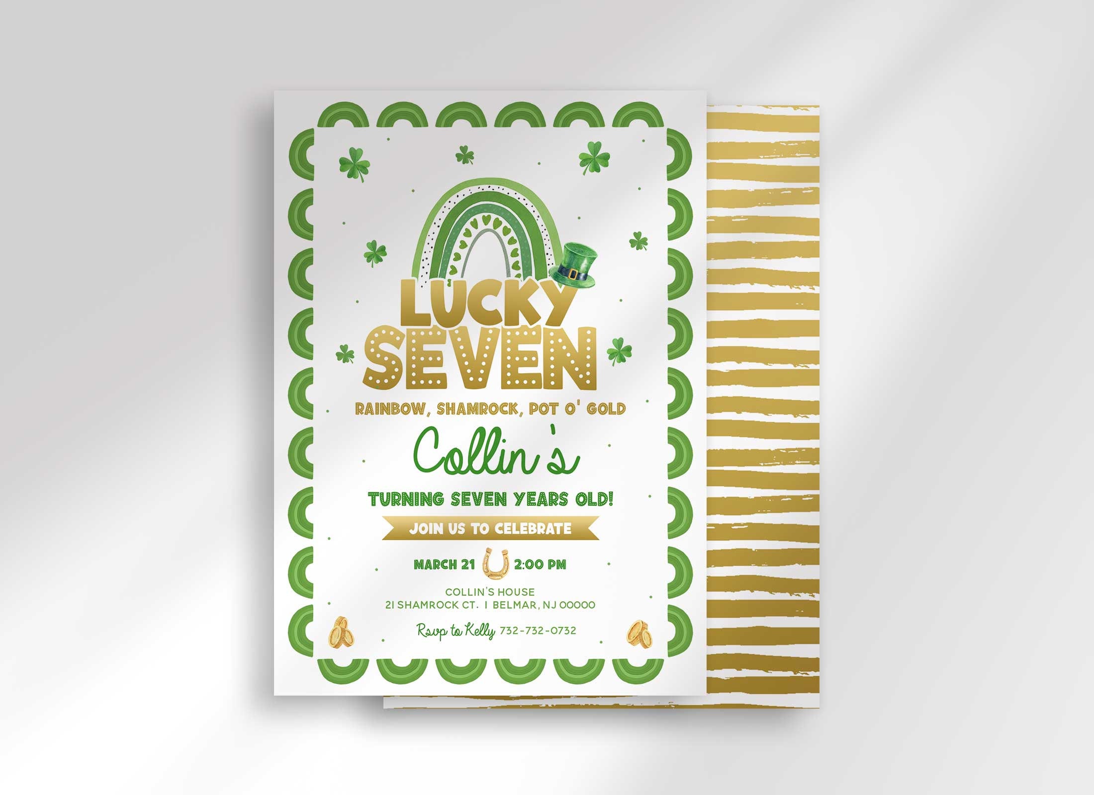 Editable Lucky Seven Birthday Invitation for Seventh Birthday - Etsy