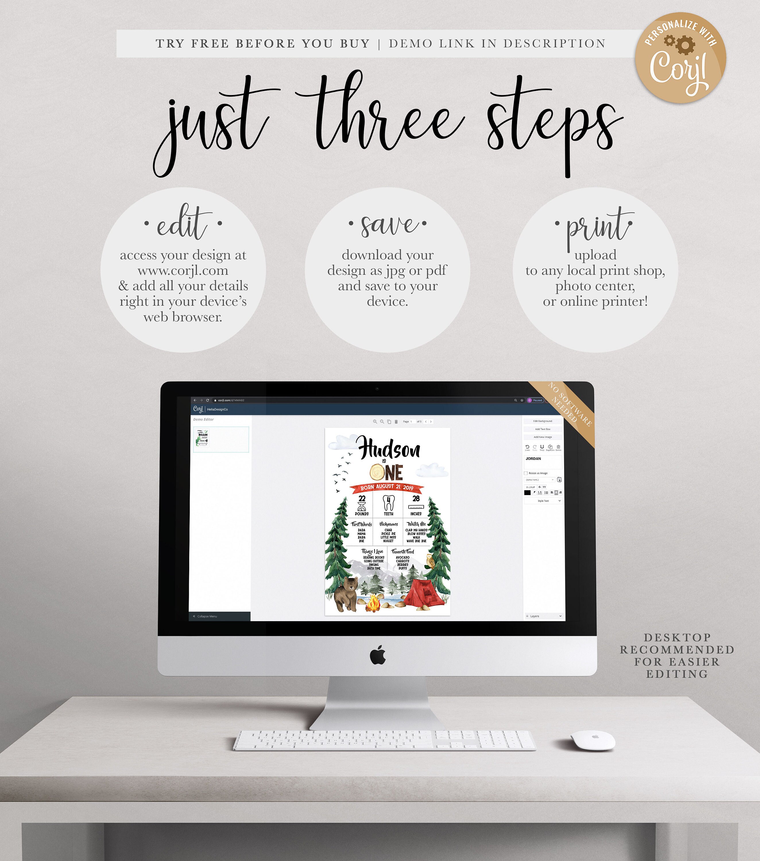 Editable Camping Birthday Board Milestone Chart - Etsy